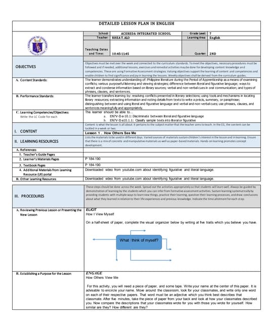 DETAILED LESSON PLAN IN ENGLISH GRADE 10 | PDF
