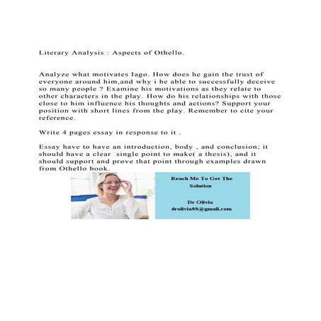 Literary Analysis Aspects of Othello.Analyze what motiva.docx