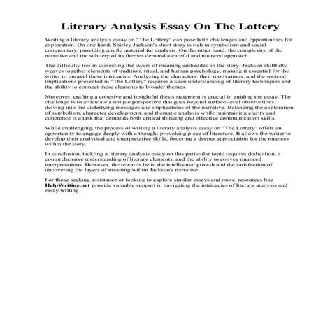 Literary Analysis Essay On The Lottery.pdf