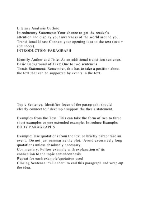 Literary analysis outline | PDF