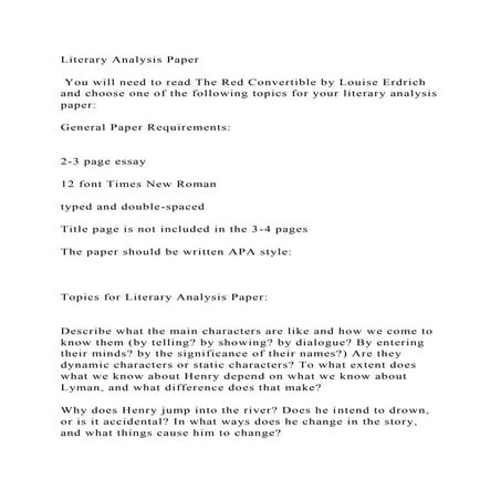 Literary Analysis Paper You will need to read The Red Convertibl.docx