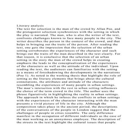 Literary analysisThe text for selection is the man of the cr.docx
