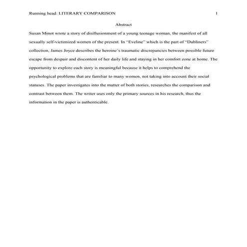 Literary comparison essay | DOC | Fiction | Books and Literature