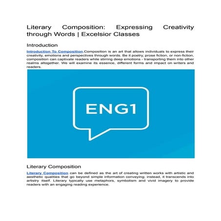 Literary Composition_ Expressing Creativity through Words _ Excelsior ...