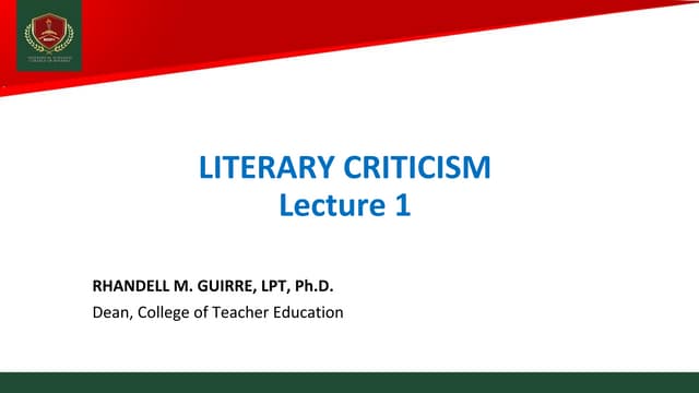 Unit 1 introduction to Literary Theory & Criticism | PDF