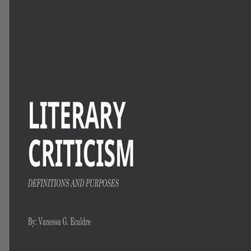 LITERARY CRITICISM PowerPoint presentation | PPTX