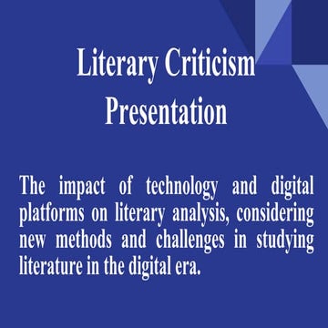 Impact of technology on literary analysis | PPTX | Publishing Industry ...