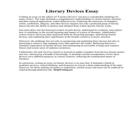 Literary Devices Essay. Literary Devices and Their Use in Poetry Essay Example StudyHippo.com ...