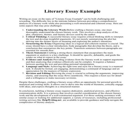 Literary Essay Example. George Washington University | PDF