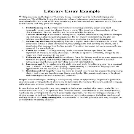 Literary Essay Example. 012 Essay Example English Literature Structure ...