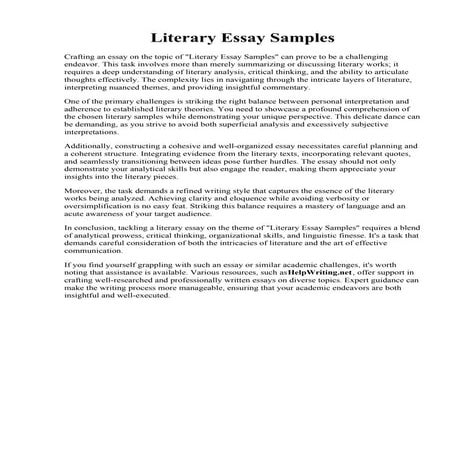 Literary Essay Samples. Literary paper example. Literary Theory Essay ...