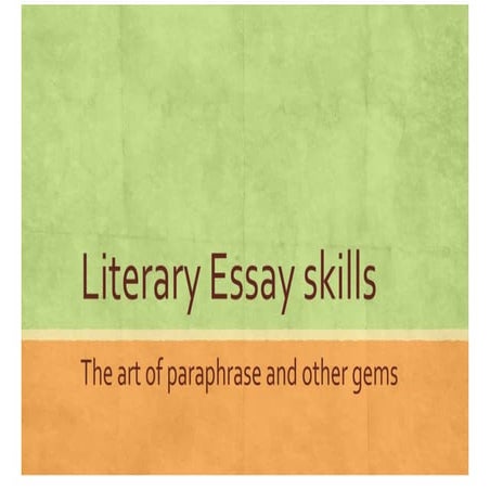Literary Essay Skills | PPT