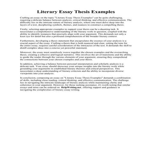 Literary Essay Thesis Examples | PDF