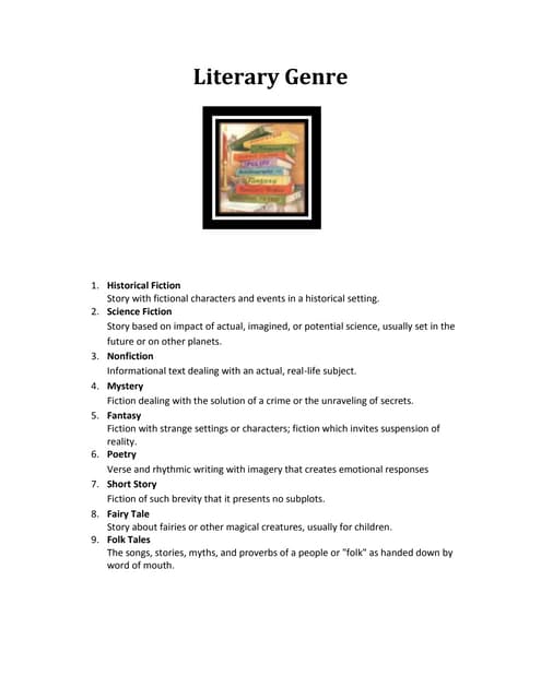 LIterary Genre in North American | PPTX | Genres