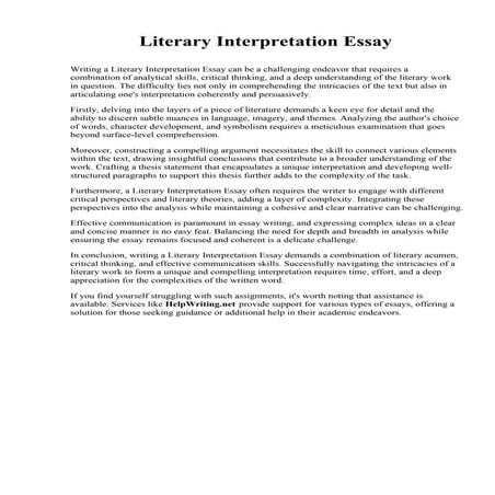 Literary Analysis Essay. Kirkwood Community College | PDF