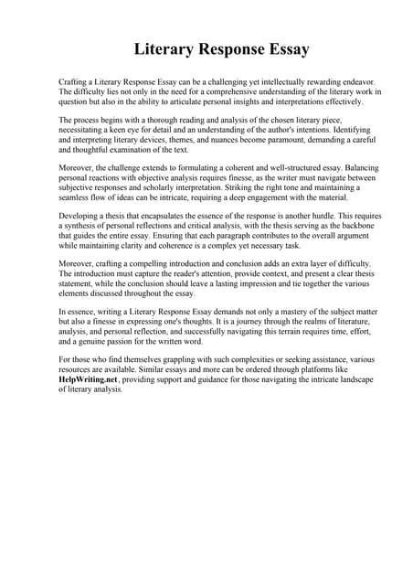 Writing A Response Essay Pdf