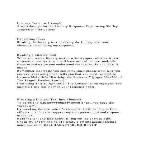 Literary Response ExampleA walkthrough for the Literary Respon.docx ...
