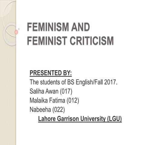 Feminism and Feminist Criticism | PPT