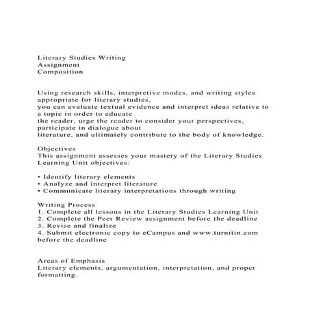 Literary Studies Writing Assignment Composition U.docx | Education
