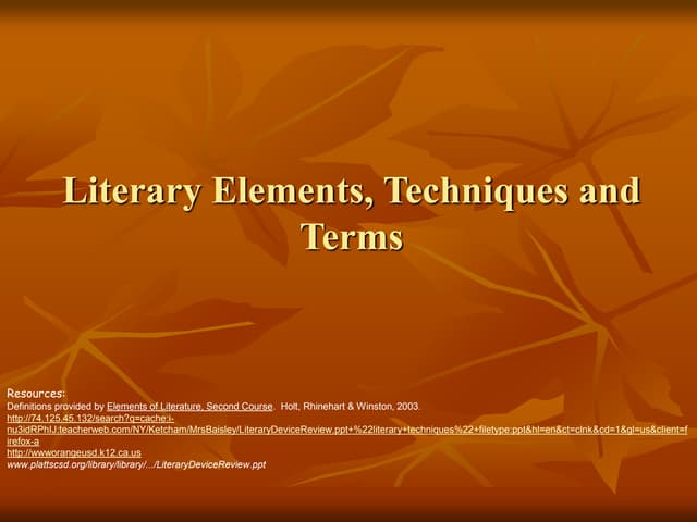 Literary Devices & Techniques | PPT
