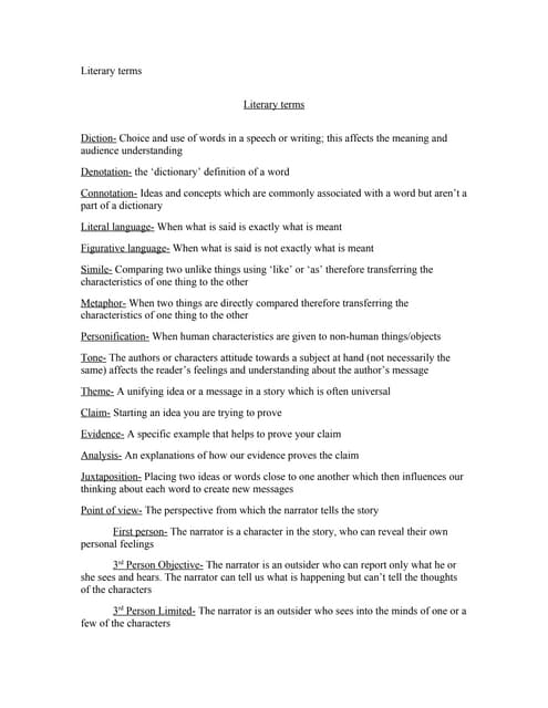 Literary devices definitions | PDF