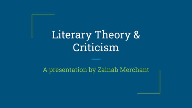 Approaches to literary criticism | PPTX