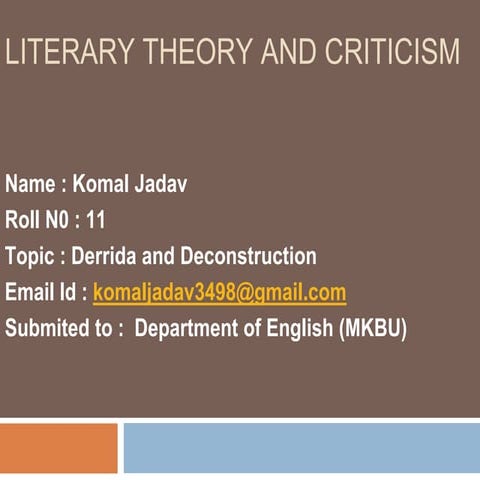 Literary theory and criticism 2 | PPT