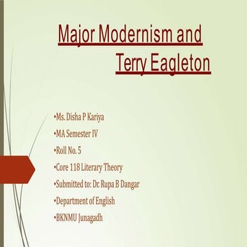 Modernism and Terry Eagleton | PPTX