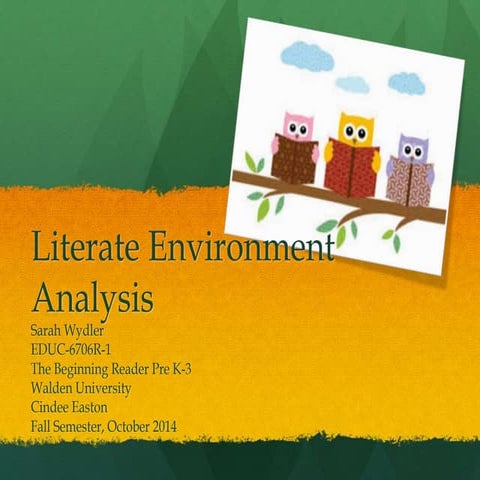 Literate Environment Analysis by Sarah Wydler | PPTX