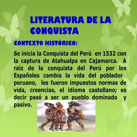 Literatura de la conquista diapositivas POR FATIMA BAR | PPT