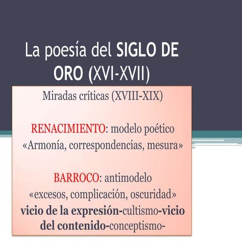 Literatura Española- La poesía del siglo de oro | PPTX