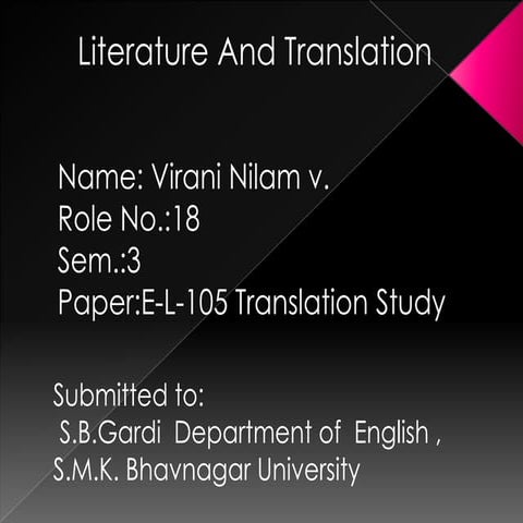 Literature and translation | PPTX