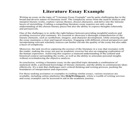 Literature Essay Example. FREE 9+ Sample Essay Templates in MS Word ...