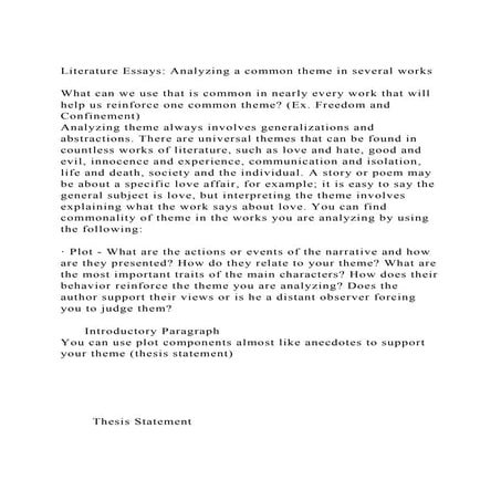 Literature Essays Analyzing a common theme in several worksWh.docx ...