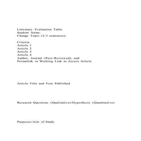 Literature Evaluation Table for Covid-19 Nursing Interventions | PDF