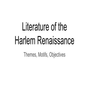Literature of the Harlem Rennaisance | PPTX