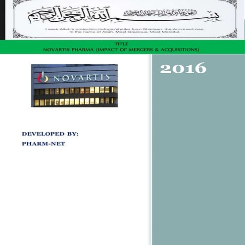 NOVARTIS PHARMA (IMPACT OF MERGERS & ACQUISITIONS) | DOCX