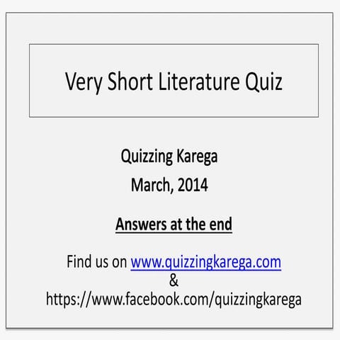 Very Short Literature quiz | PPT