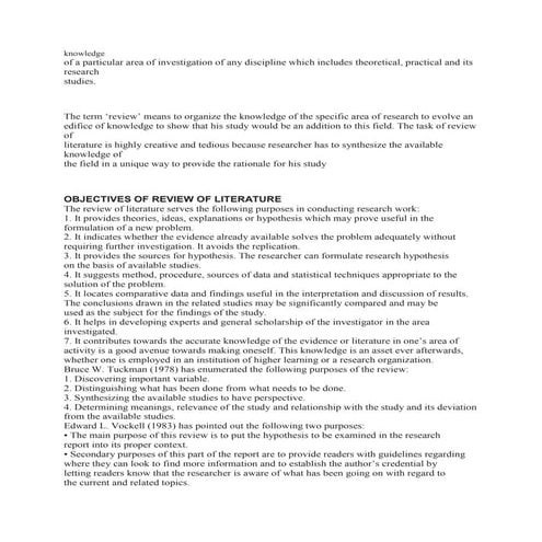Importance and purposes of Literature Review | PPTX