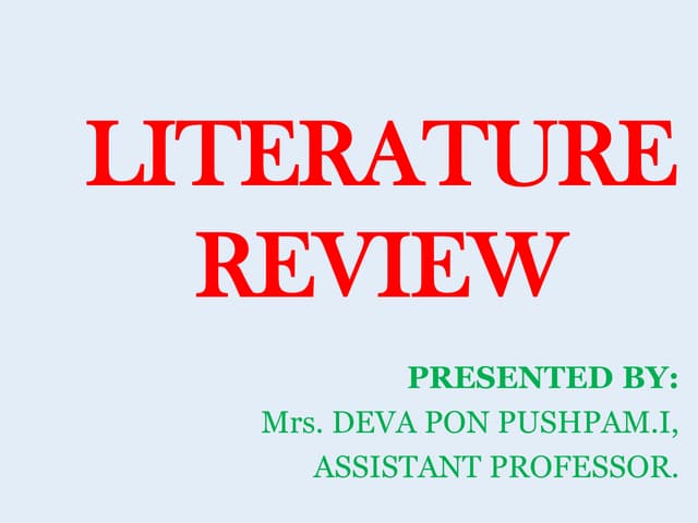 Types of literature review | PPTX