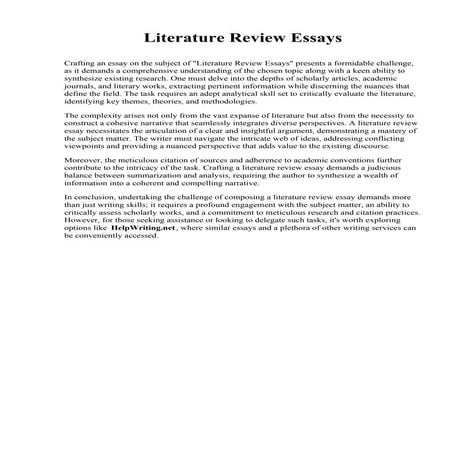 Literature Review Essays | PDF