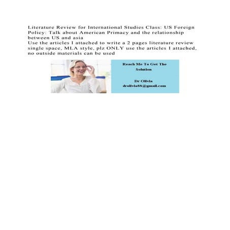 Literature Review for International Studies Class US Foreign Policy.docx