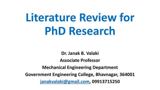 Literature review in a research proposal | PPT