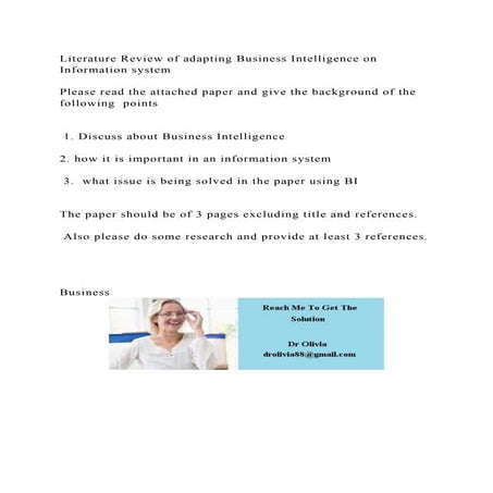 Literature Review of adapting Business Intelligence on Information s.docx