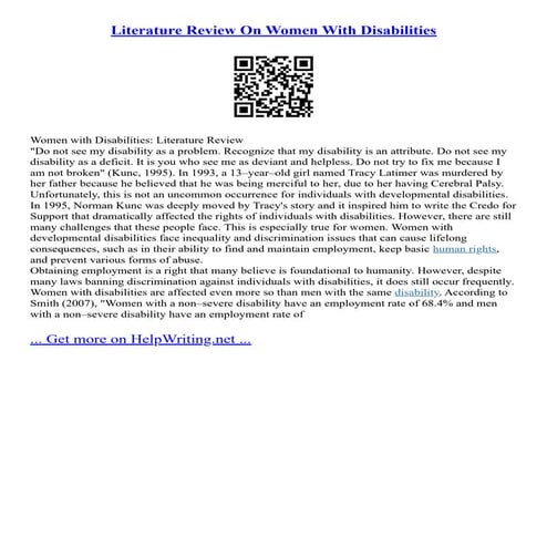 Literature Review On Women With Disabilities | PDF | Special Needs Kids ...