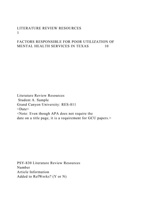 Literature Review should begin with a paragraph that describes which.docx