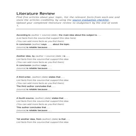 Literature review template | DOCX