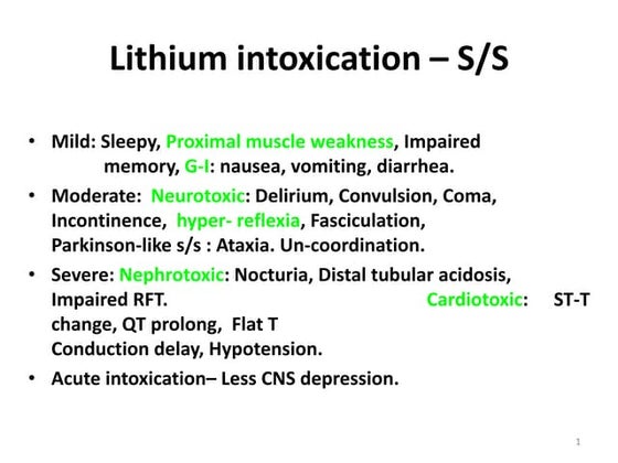 Lithium Toxicity | PPTX | Blood Disorders | Diseases and Conditions