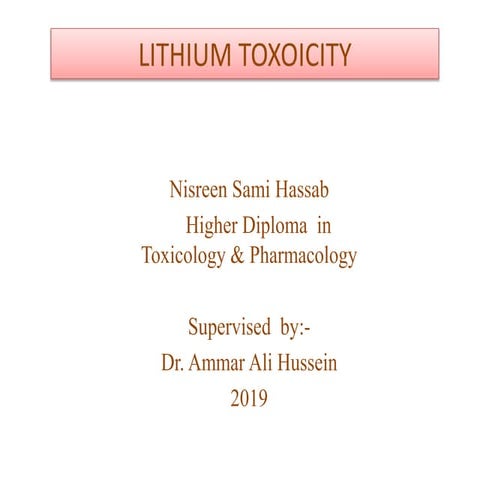 Lithium toxicity | PPTX | Brain and Nervous System Disorders | Diseases ...