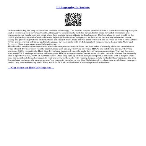 Lithography In Society | PDF